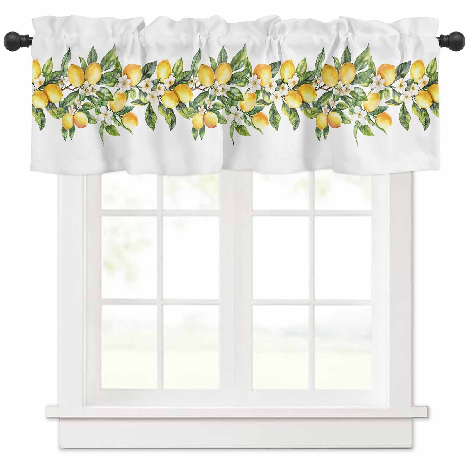 Yellow Lemon Valances for Windows Farmhouse Kitchen Curtains Valances ...