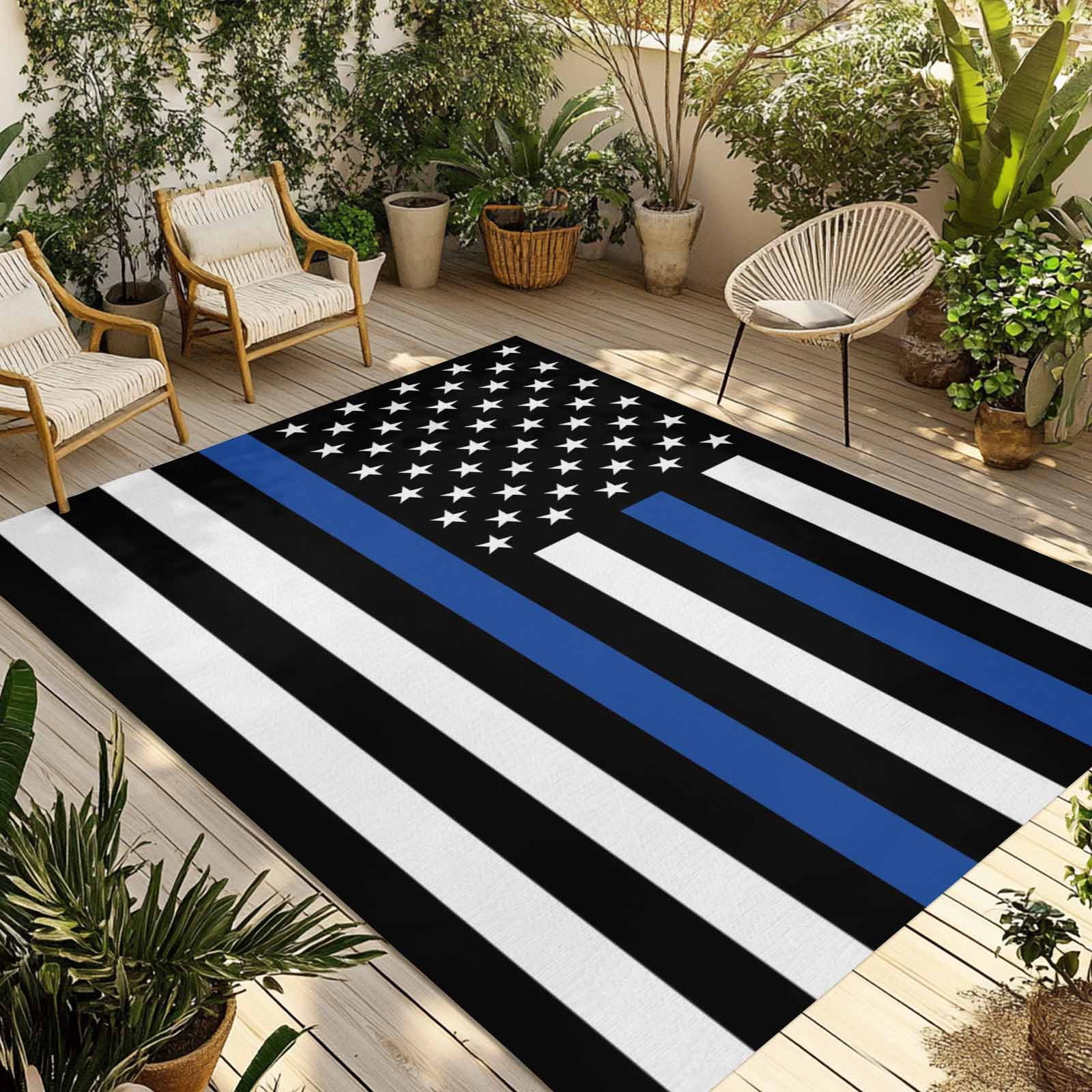 Blue White American Flag Outdoor Rug 3x5 Ft - Reversible Patio Rug ...