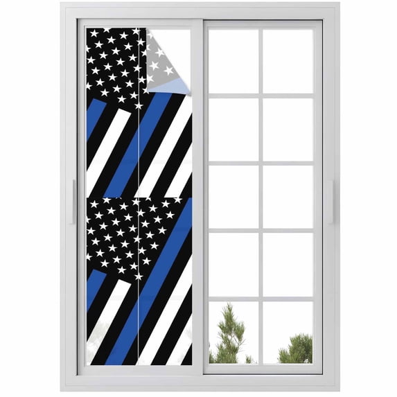 Blue White American Flag Window Privacy Film, USA Flag Vintage Stars ...