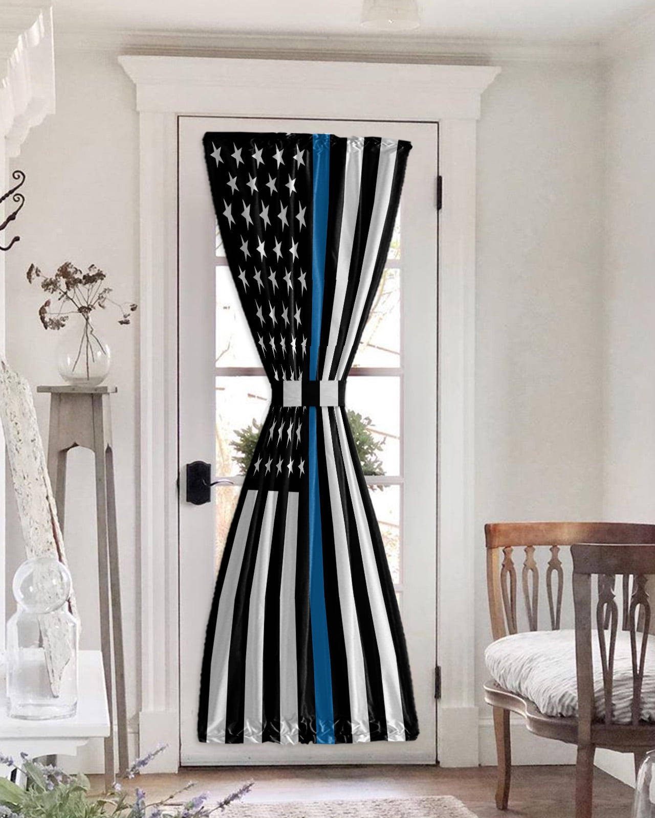 Blue White American Police Flag Door Curtains for Doorway Privacy ...