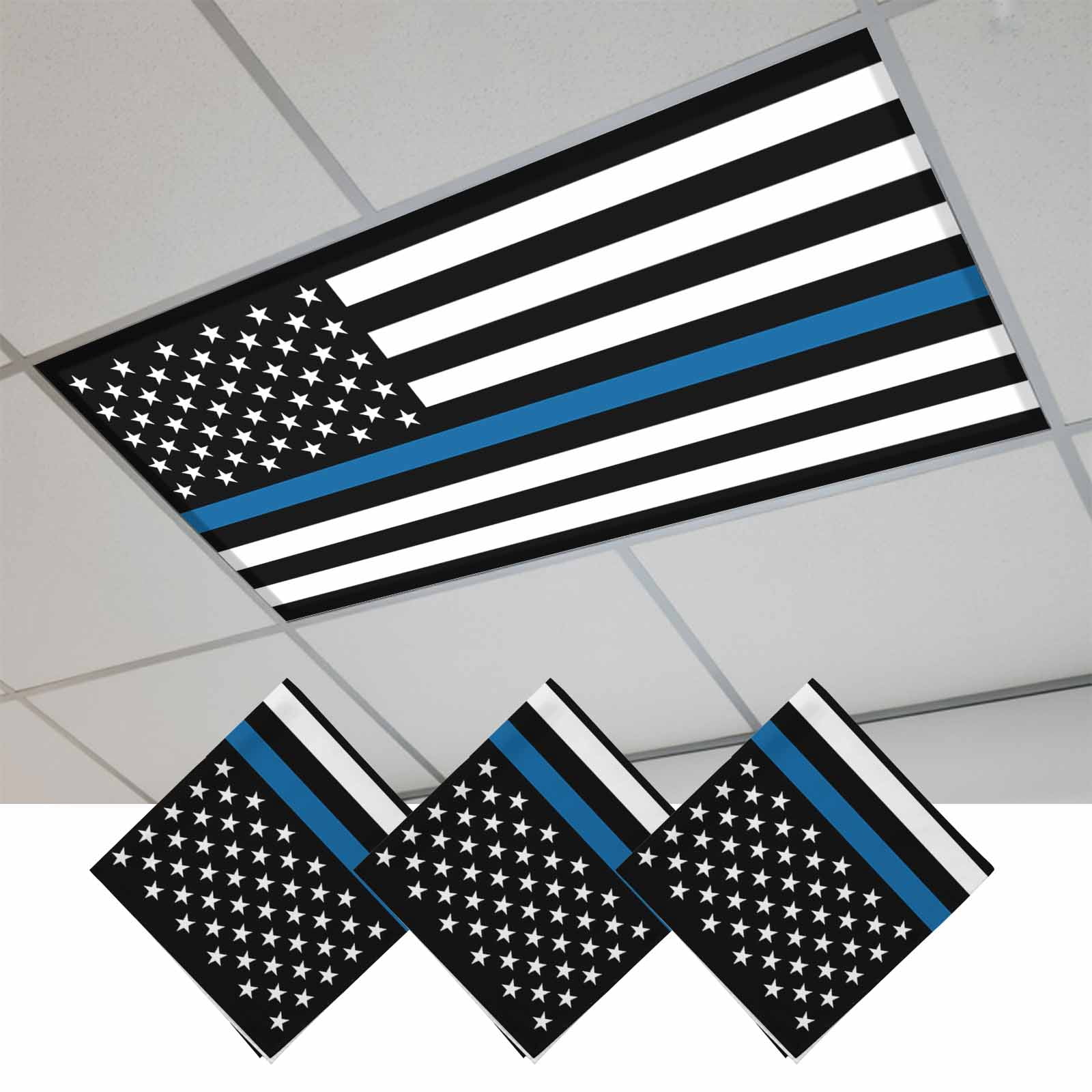 Blue White American Police Flag Fluorescent Light Covers, Honoring Law ...