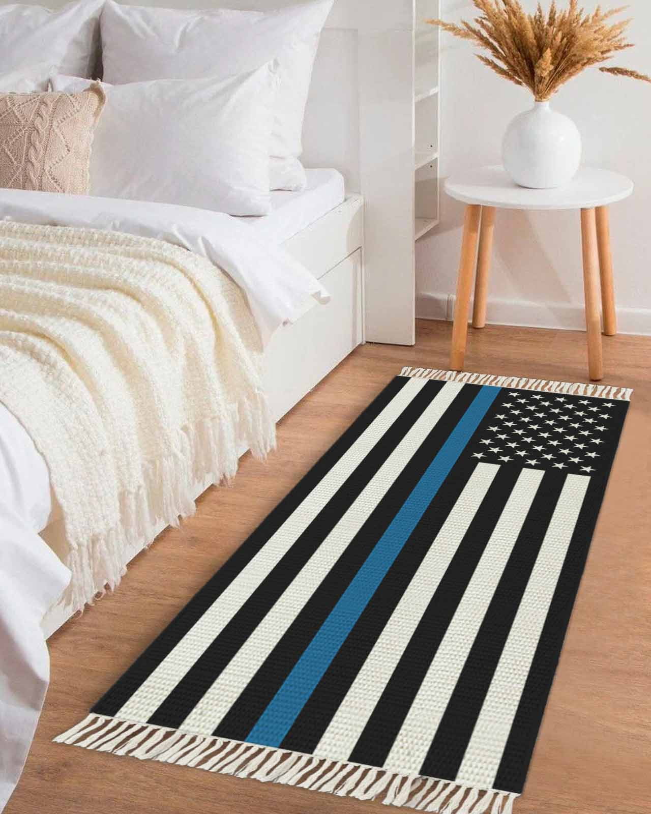 Blue White American Police Flag Hallway Runner Rug 2x6ft,Honoring Law ...