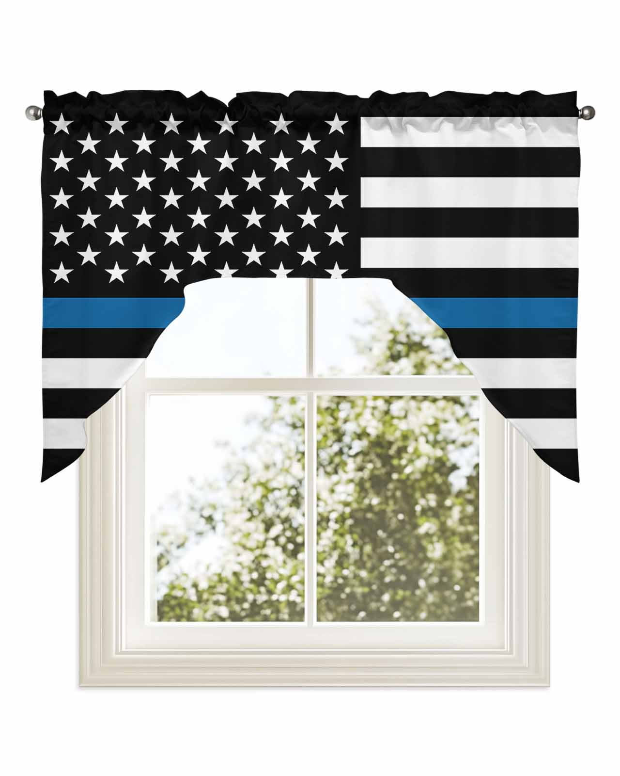 Blue White American Police Flag Swag Valance for Windows 56'' x 36 ...