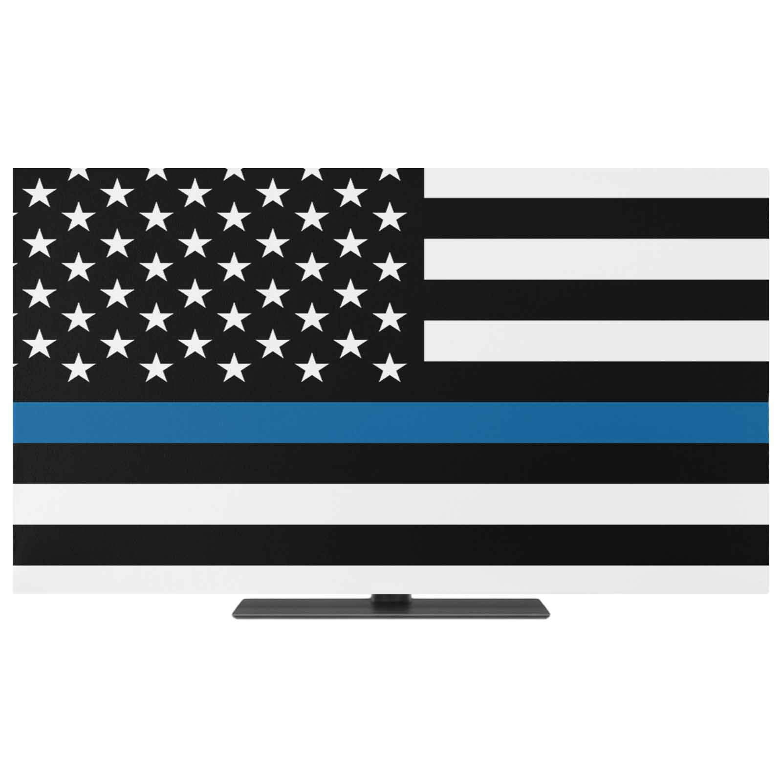 Blue White American Police Flag TV Dust Cover,Stretchable TV Screen ...
