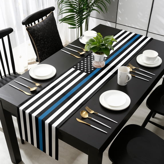 Blue White American Police Flag Table Runner 120 Inches Long,Honoring ...