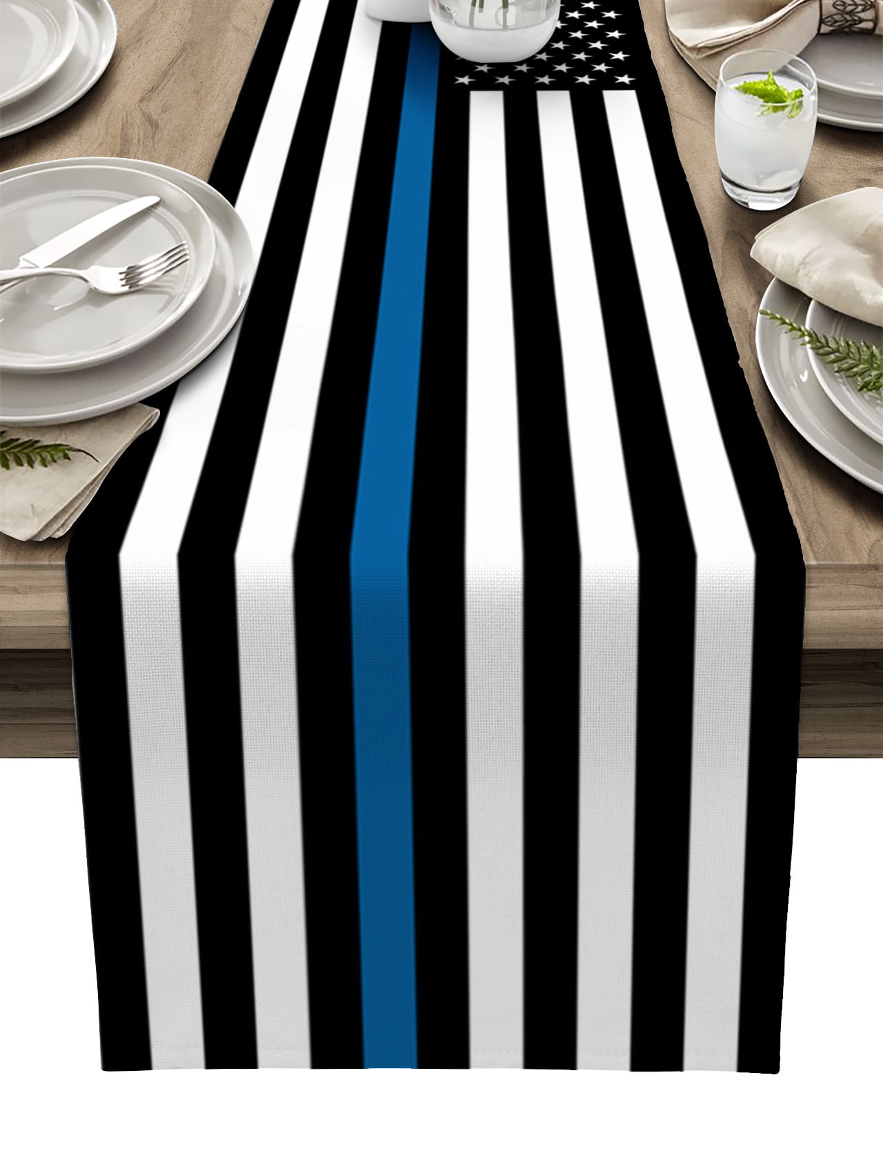 Blue White American Police Flag Table Runner Honoring Law Enforcement ...