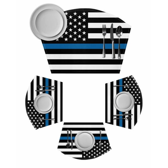 Blue White American Police Flag Wedge Shaped Placemats Set of 6,Cotton ...