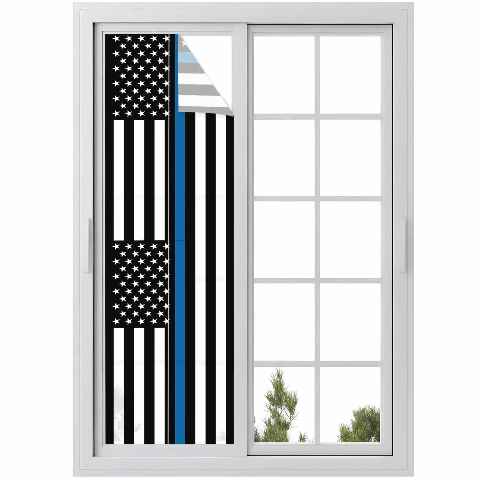 Blue White American Police Flag Window Privacy Film, Honoring Law ...
