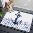 Blue White Anchor Washable Entry Rug 2x3 Nautical Navy Blue Ocean Waves ...
