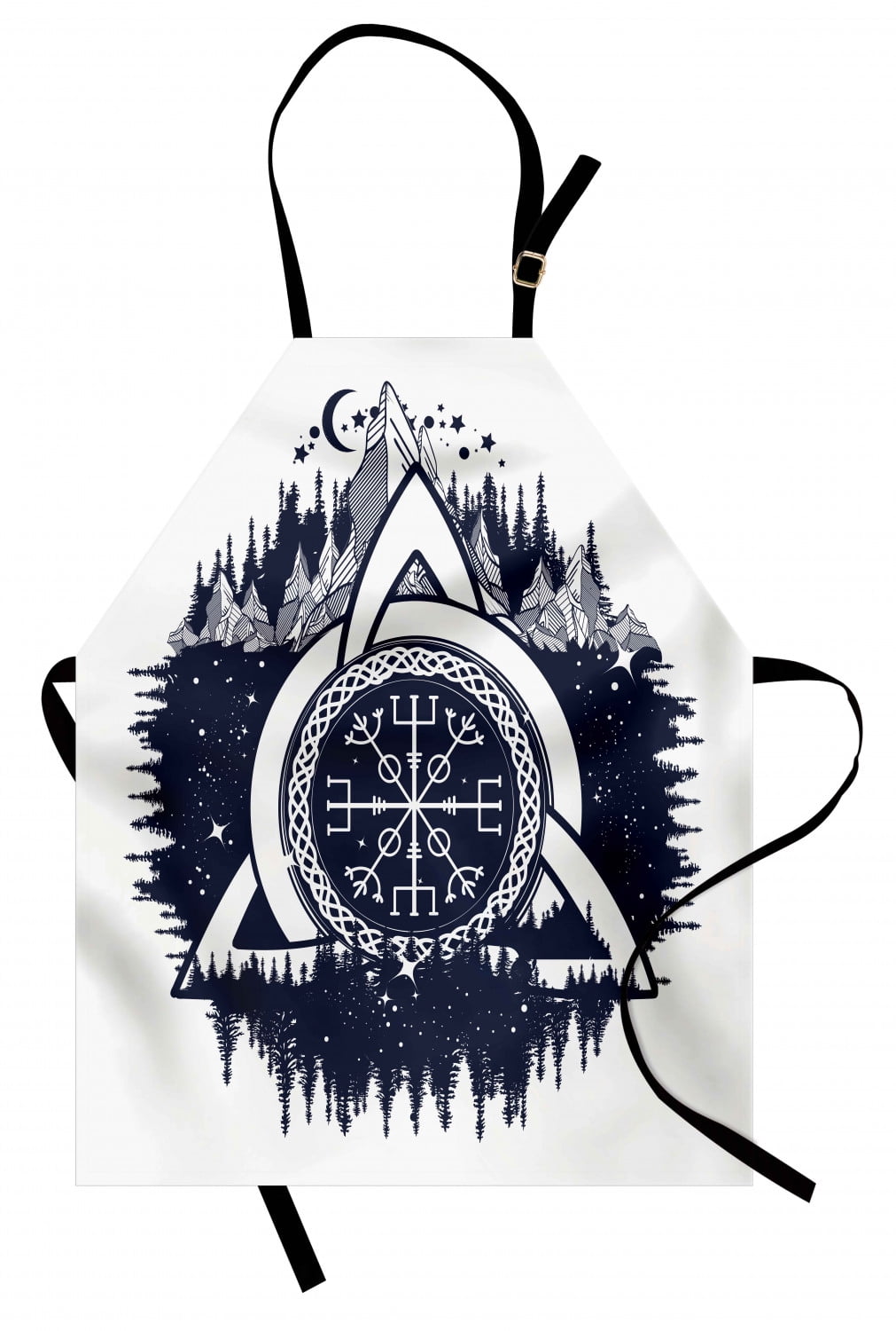Blue and White Apron Celtic Knot with Tridents Forest and Mountains ...