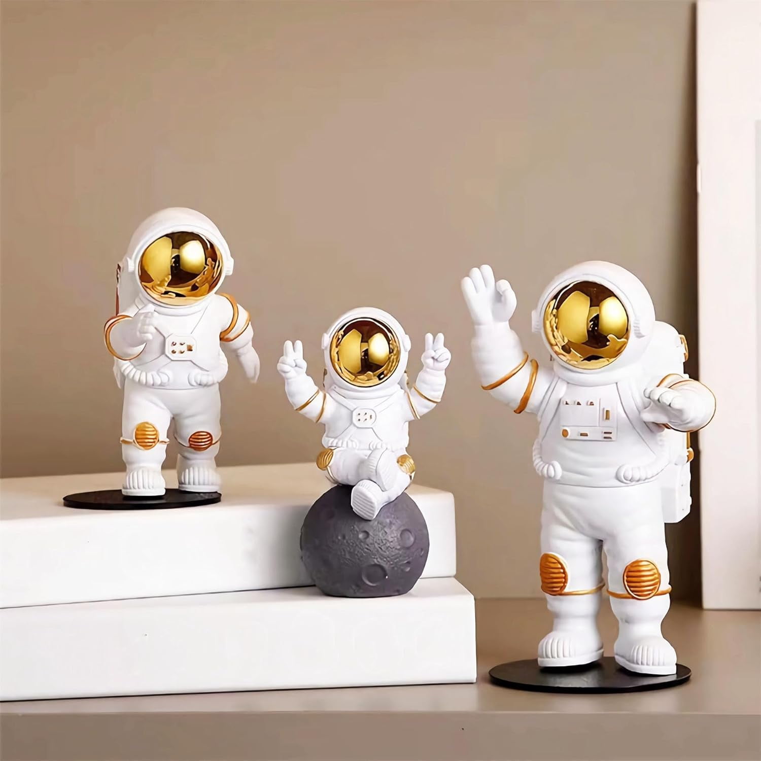 Blue White Astronaut Statues Set of 4, Spaceman Sculpture Figurines ...