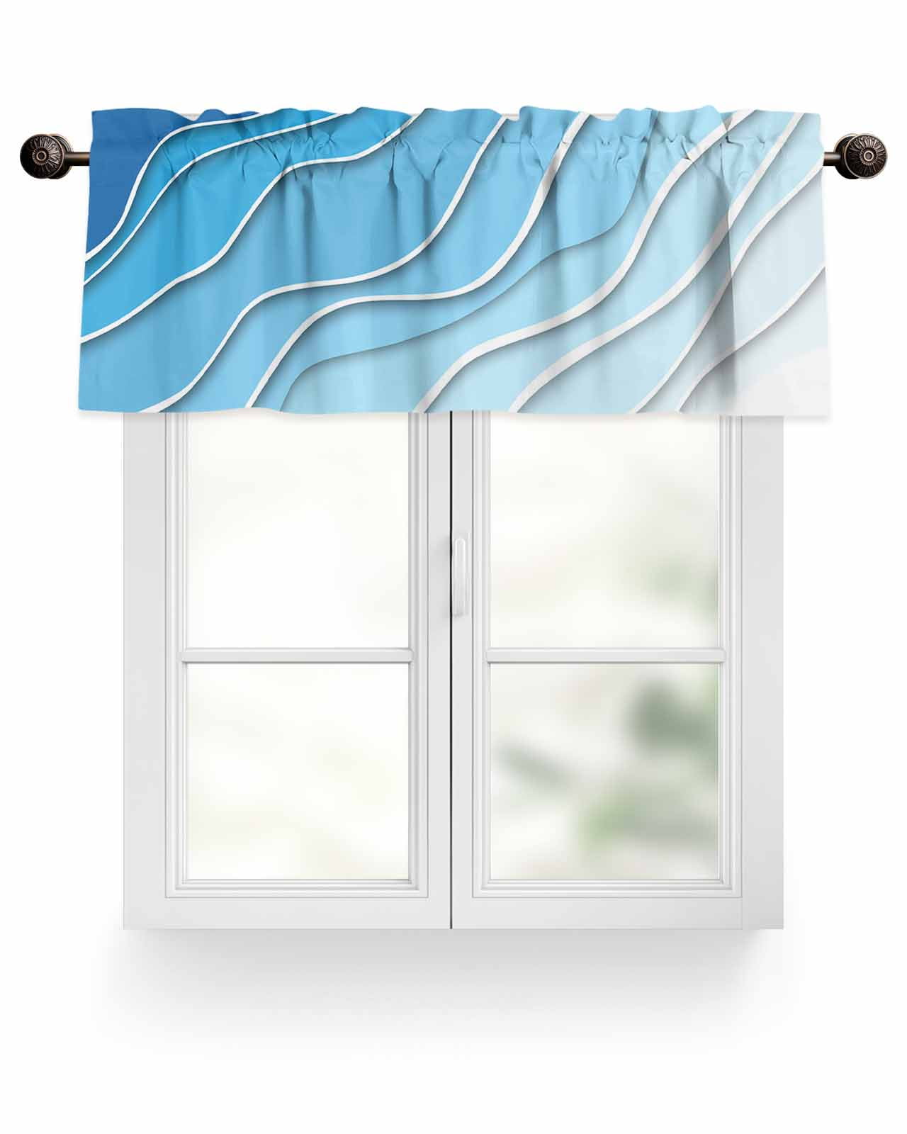 Blue White Beach Coastal Kitchen Valances for Windows Abstract ...