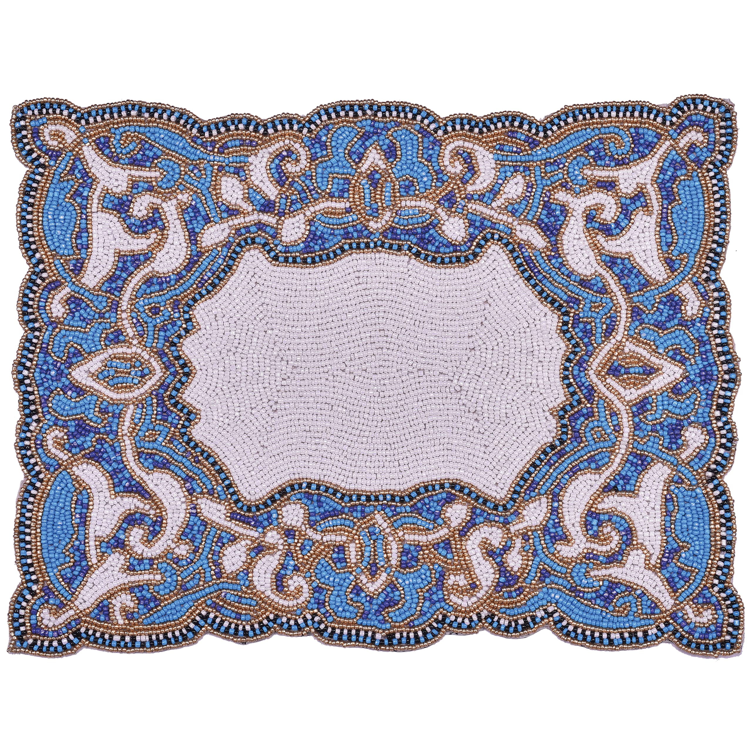 Blue White Beaded Placemats for Fall Autumn Thanksgiving Dining Table ...