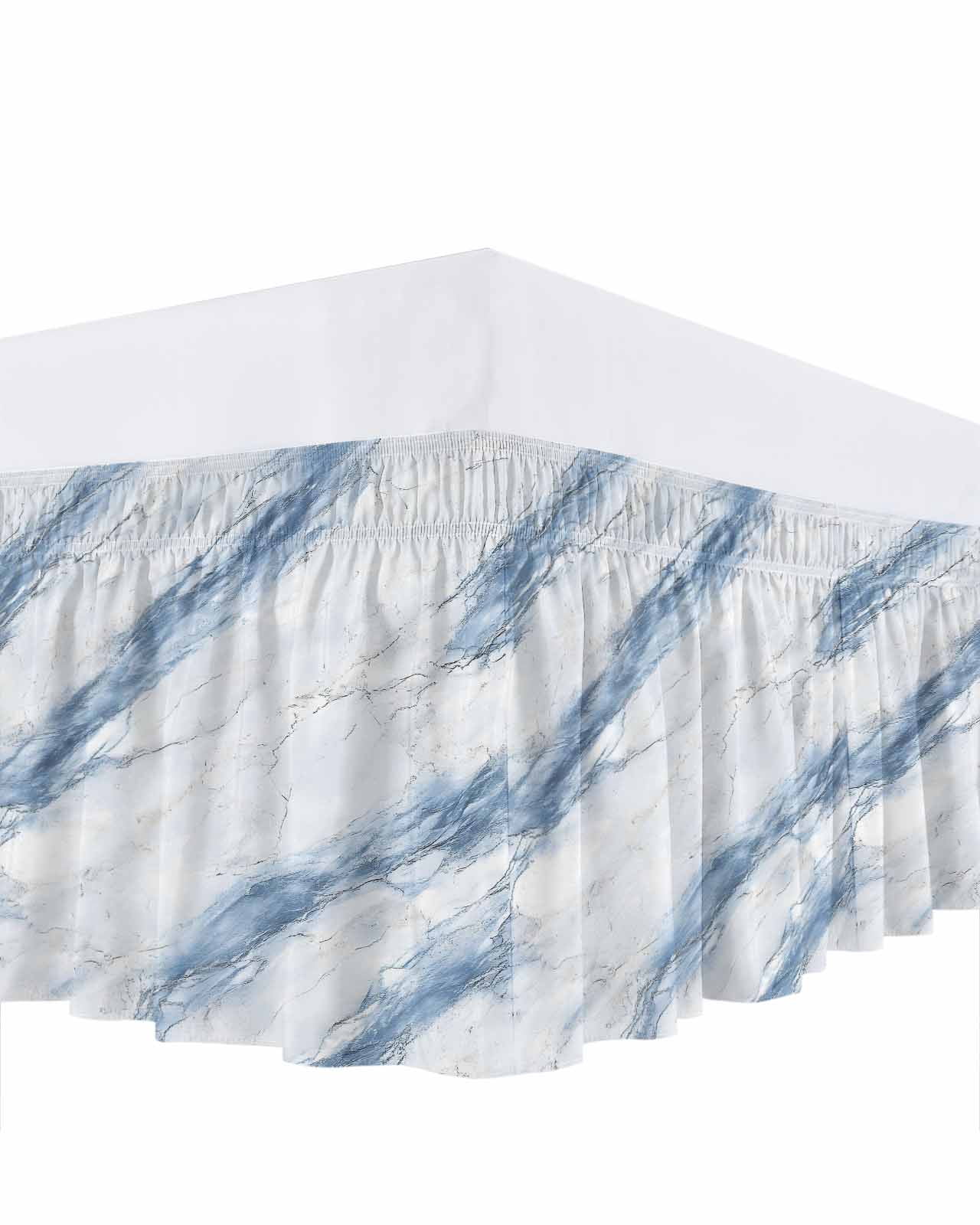 Blue White Bed Skirt Marble Abstract Art Stone Crack Texture Bed Skirts ...