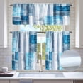 Blue White Blackout Kitchen Window Tier Curtains and Valance Set, 52 x ...