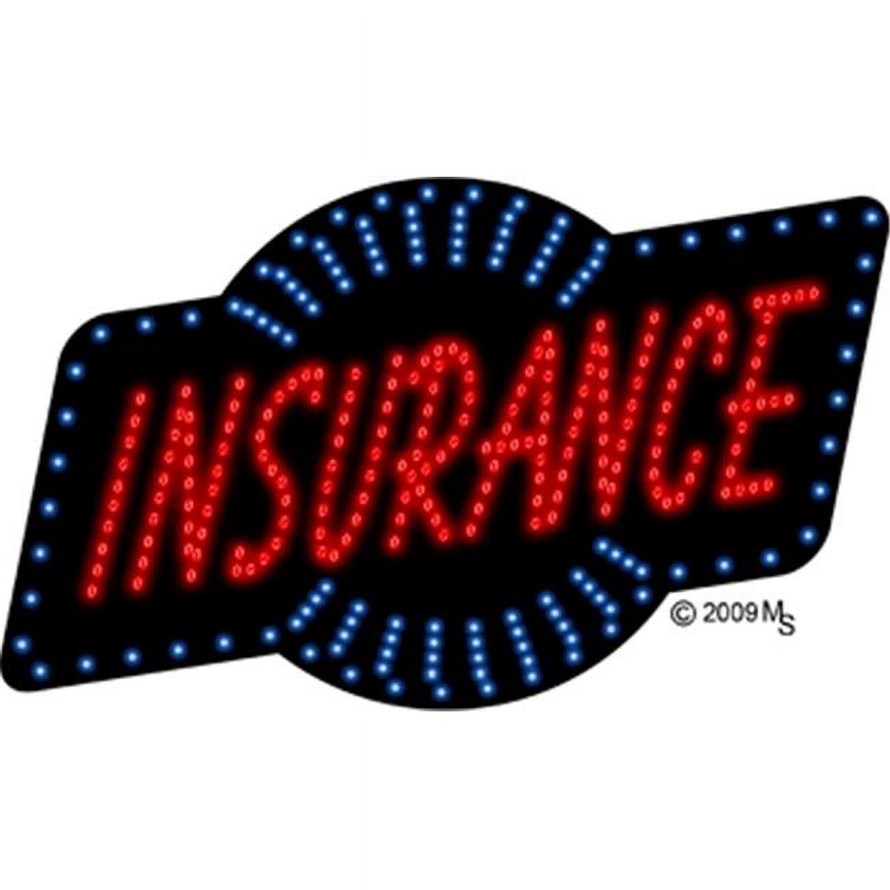 Blue & White Border Red Insurance Animated LED Sign - 18 x 30 x 1 in ...