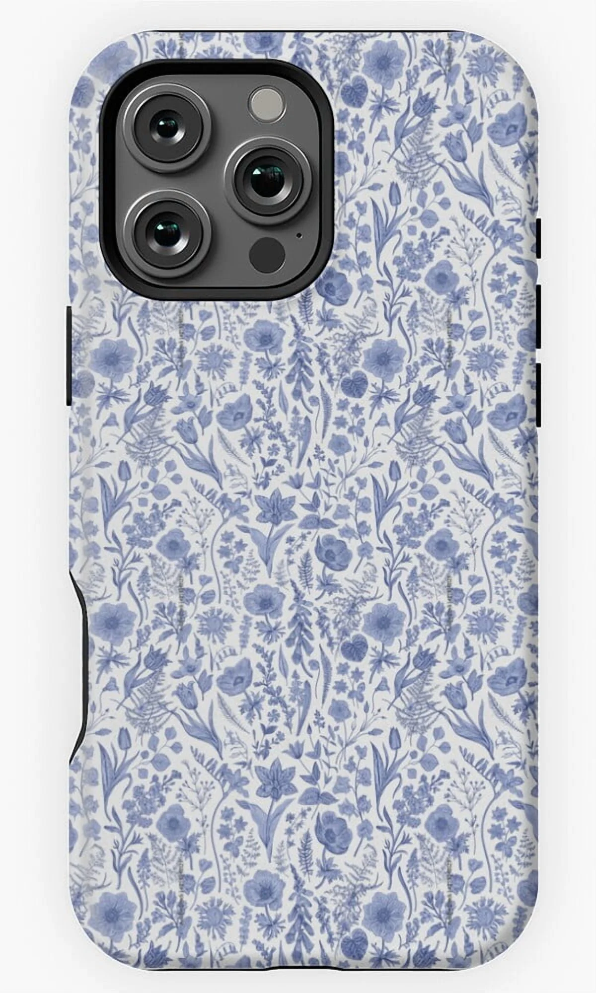 Blue White Botanical Flower Art Protective Case for iPhone 11 12 13 14 ...