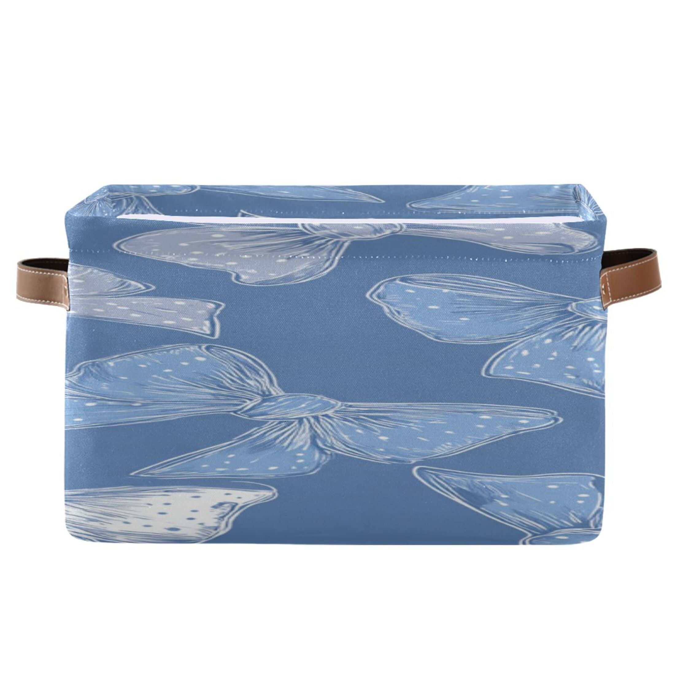 Blue White Bows with Polka Dots Square Storage Bins with Handles ...