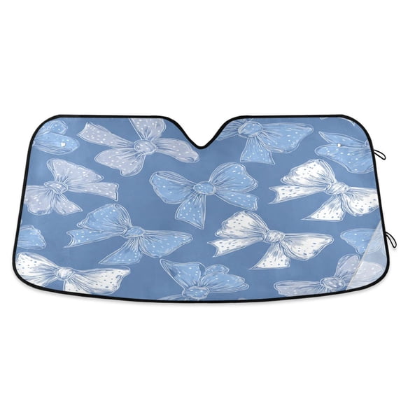 Blue White Bows with Polka Dots Windshield Sun Shade Automobile Visor ...