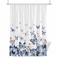 Blue White Butterflies Shower Curtains for Bathroom, Pastoral Style ...
