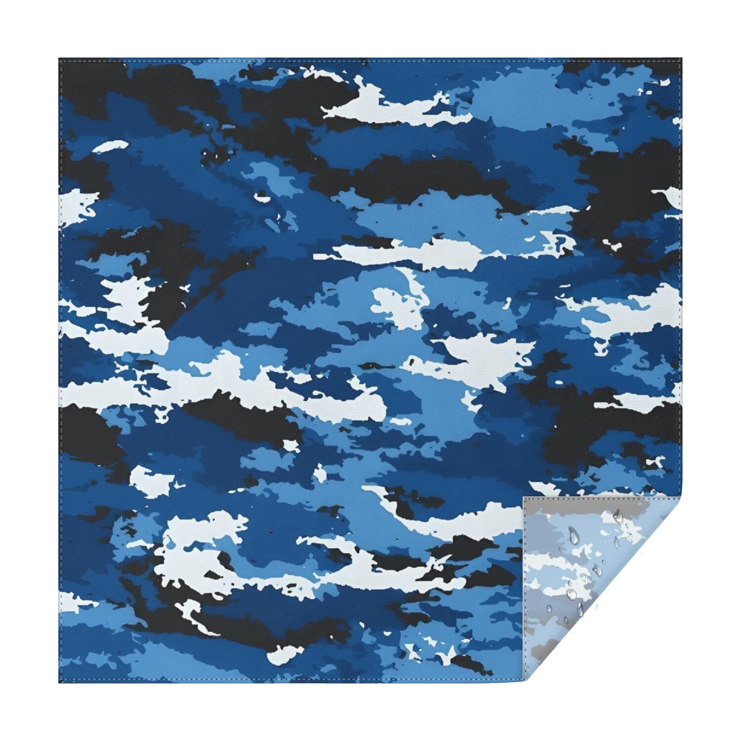 Blue White Camo Digital Shapes Pattern Square Tablecloth,Waterproof ...