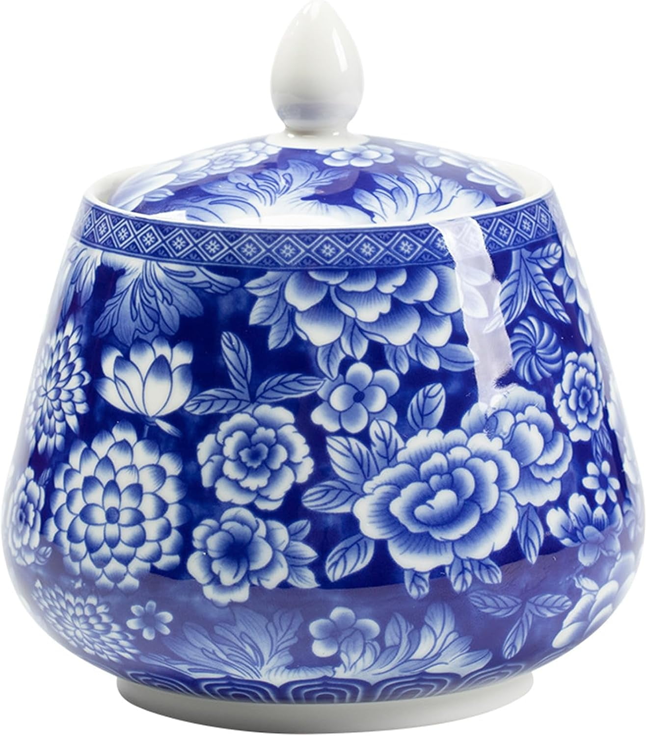 Blue and White Ceramic Tea Canister: Ceramic Jar with Lid, Ancient ...