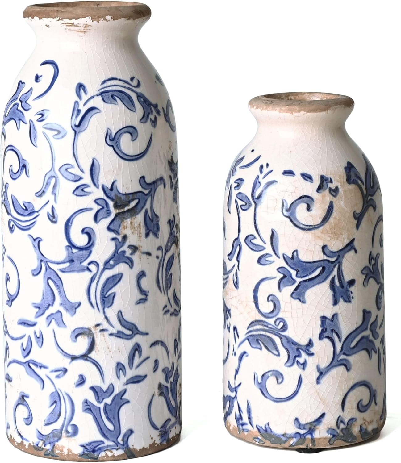 Blue and White Ceramic Vases Home Decor, Farmhouse Vase for Flowers ...