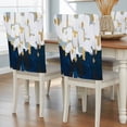 Blue White Chair Back Covers, Gold Graffiti Painting Art Retro Country ...