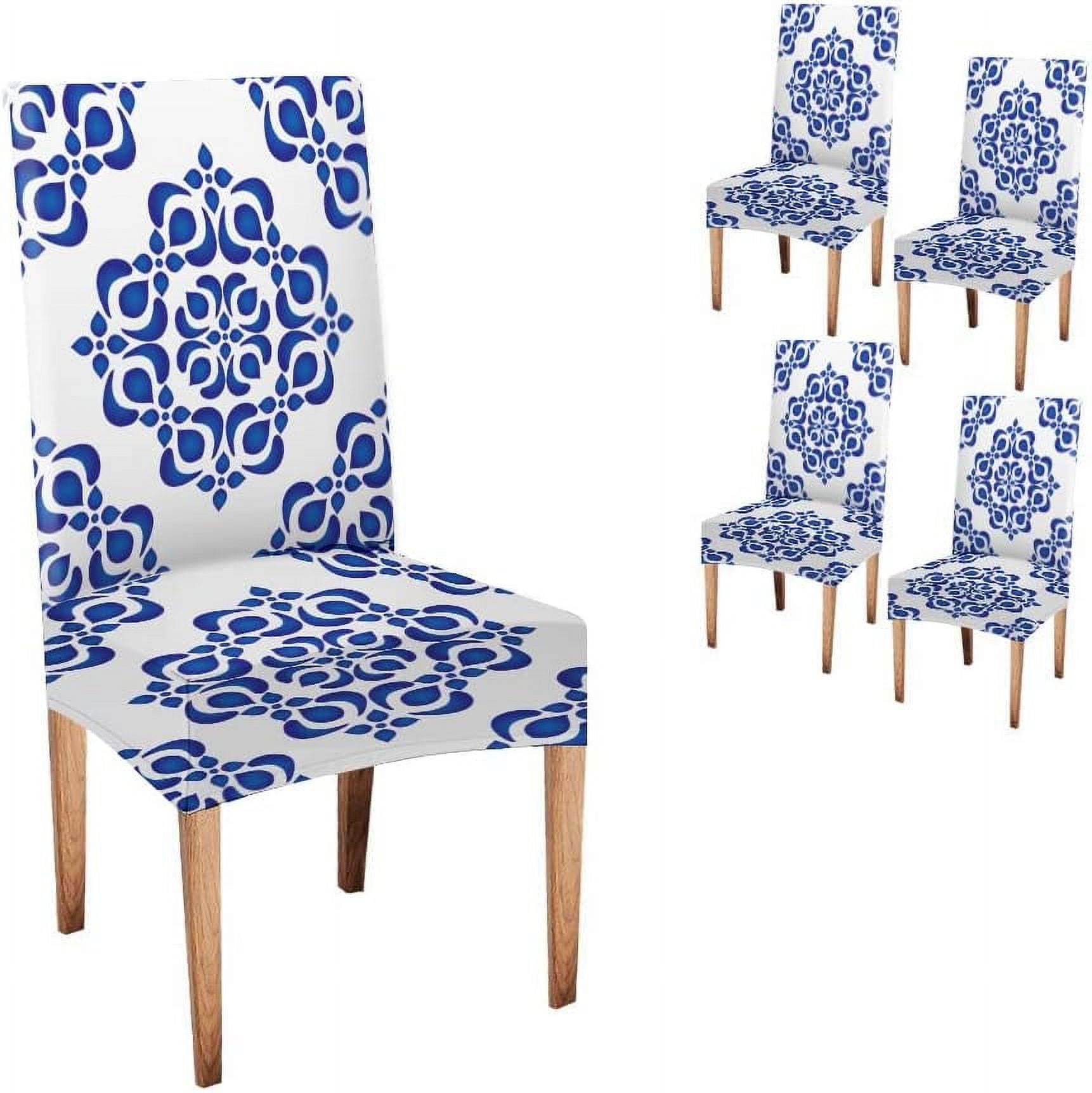 Blue and White Chair Covers Floral Ornament Watercolor Ceramic Tile ...