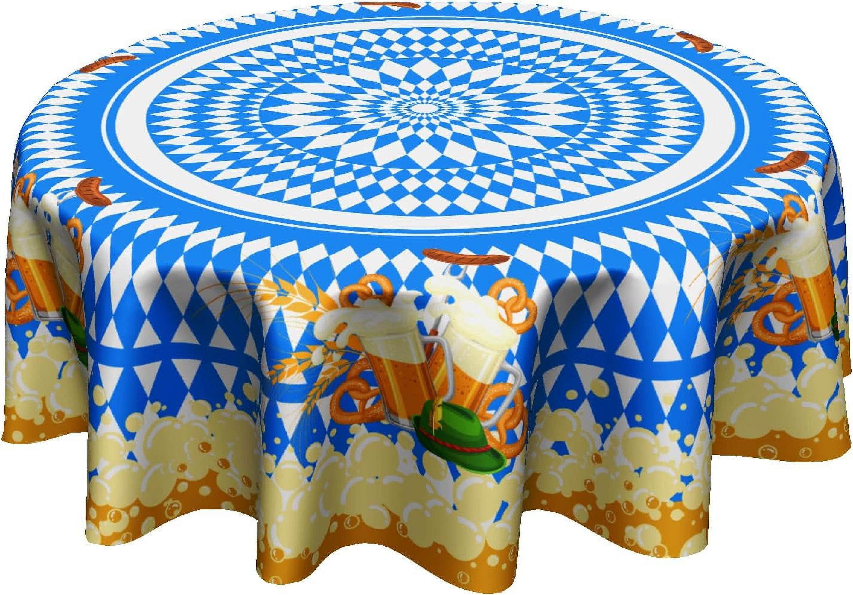 Blue White Check Oktoberfest Tablecloth Octoberfest Round Tablecloth 60 ...