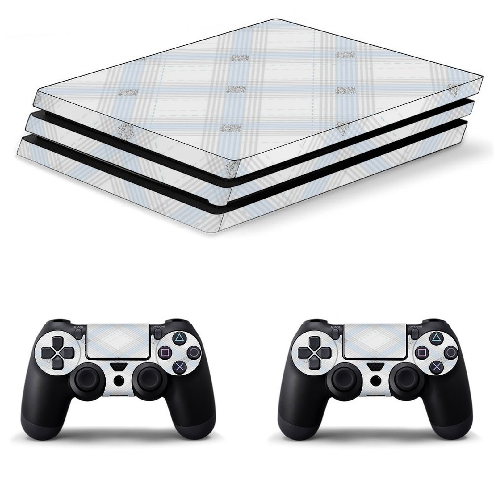 Blue White Check PS4/PS4 Pro/PS4 Slim Skin Sticker For Console And ...