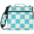 Blue White Checked Pattern 3 Ring Binder Bag Zipper Binder Organizer ...