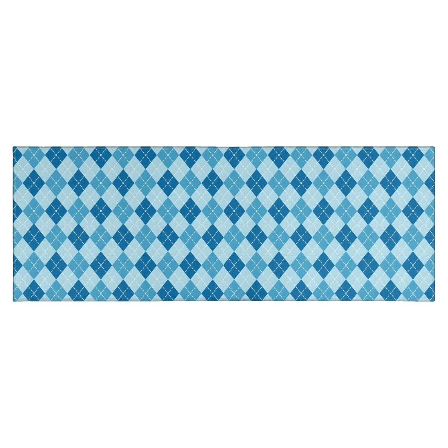 Blue White Checkerboard Checkered Pattern Kitchen Rug Mat,Kitchen ...