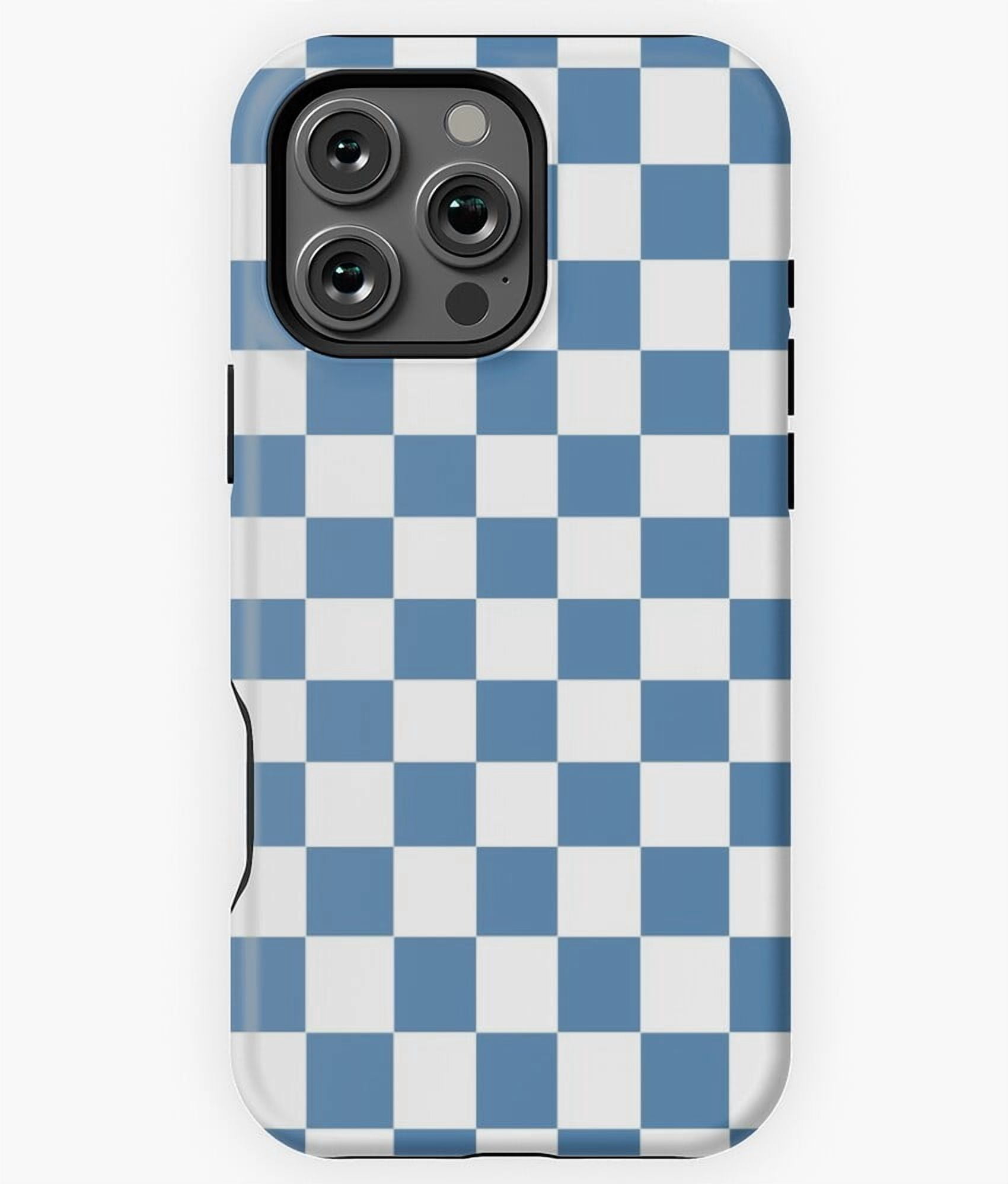 Blue White Checkerboard Pattern Art N7271 Phone Case for iPhone 17 16 ...