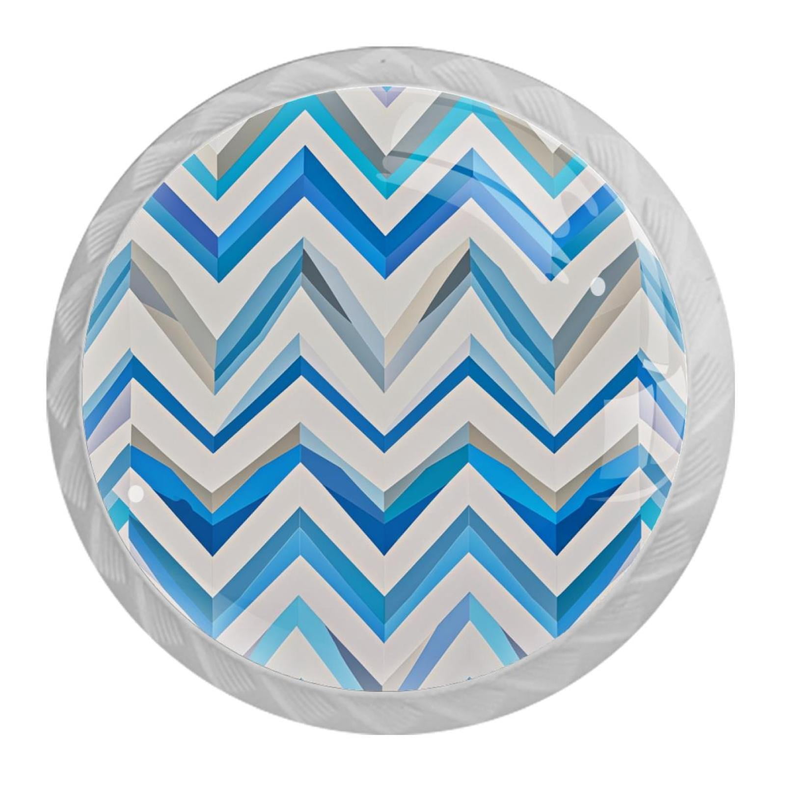 Blue and White Chevron Zigzag Print Custom Drawer Knobs - Transparent ...