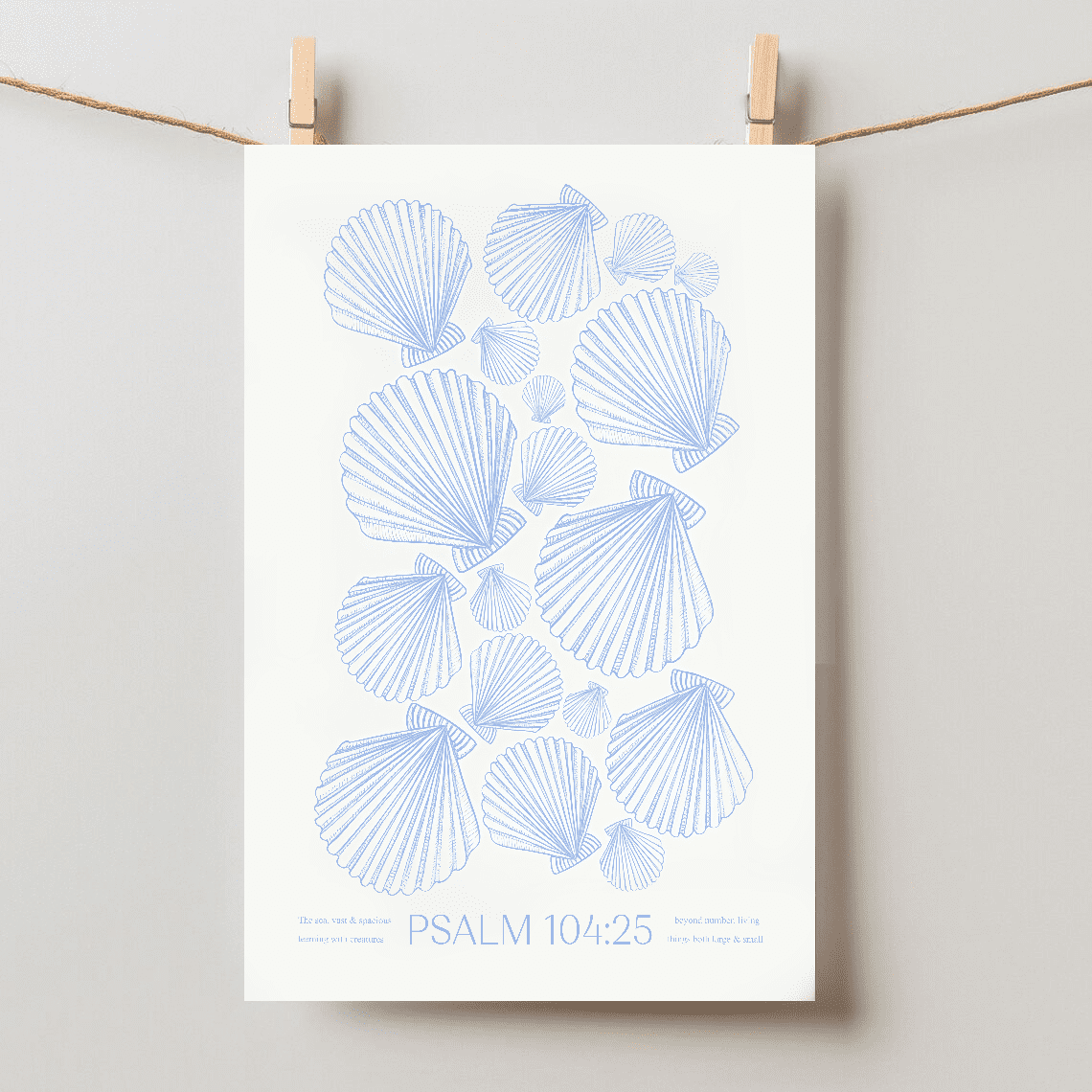 Blue White Christian Modern Beachy Bible Verse Preppy Coastal Unframed ...