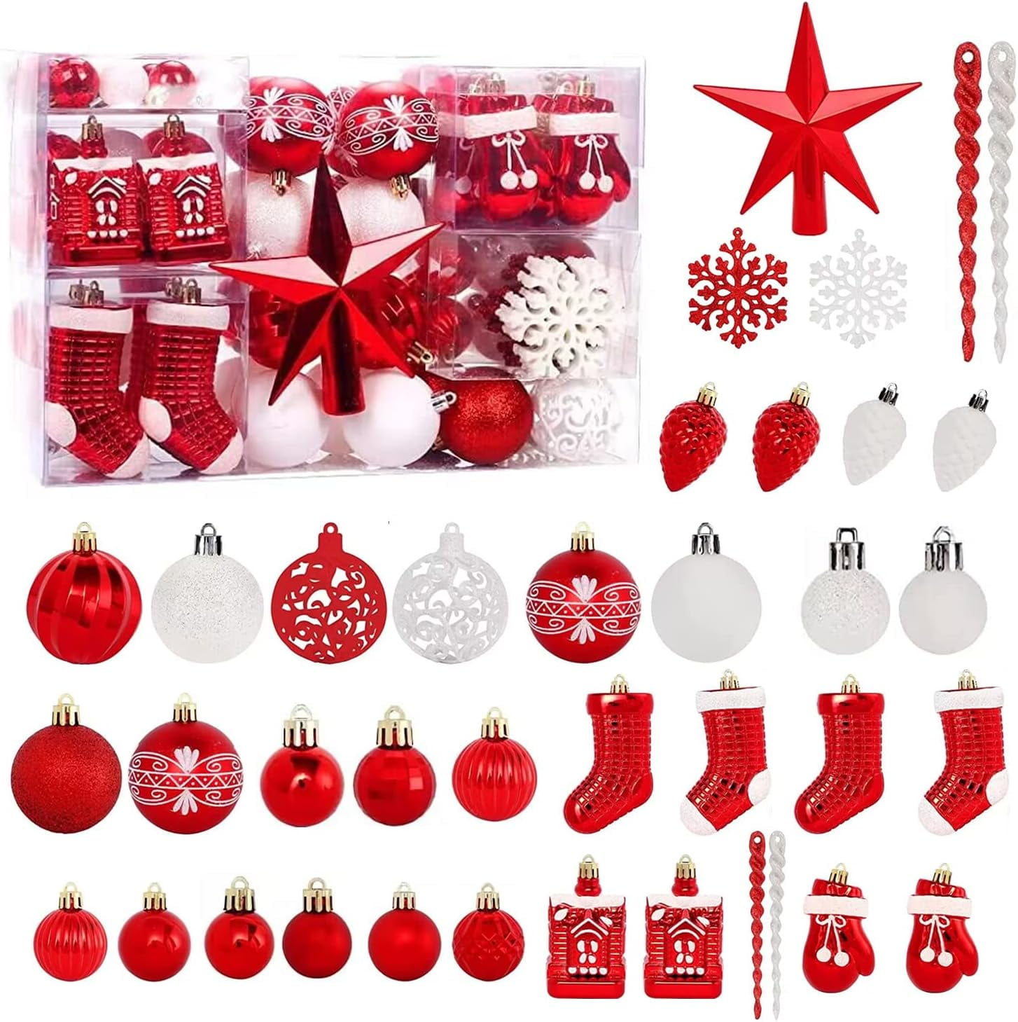 Blue White Christmas Ball Ornaments Set - 132 Pack Shatterproof Hanging ...