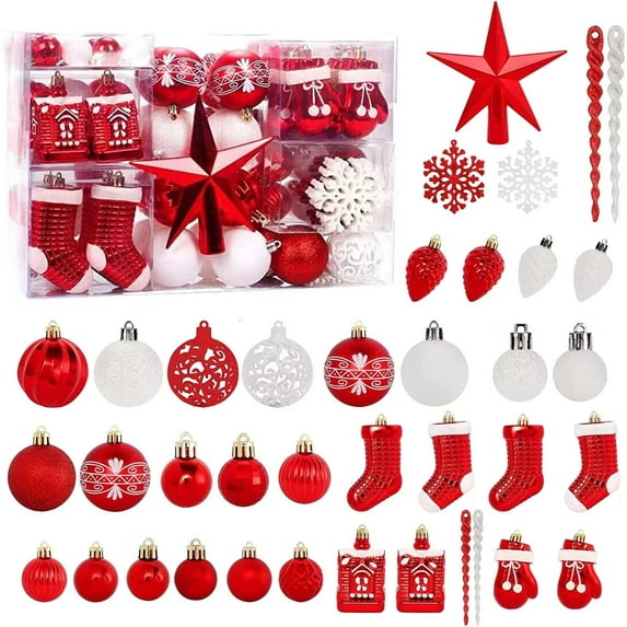 Blue White Christmas Ball Ornaments Set - 132 Pack Shatterproof Hanging ...