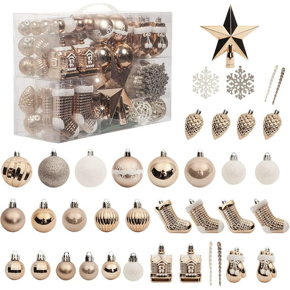 Blue White Christmas Ball Ornaments Set - 132 Pack Shatterproof Hanging ...