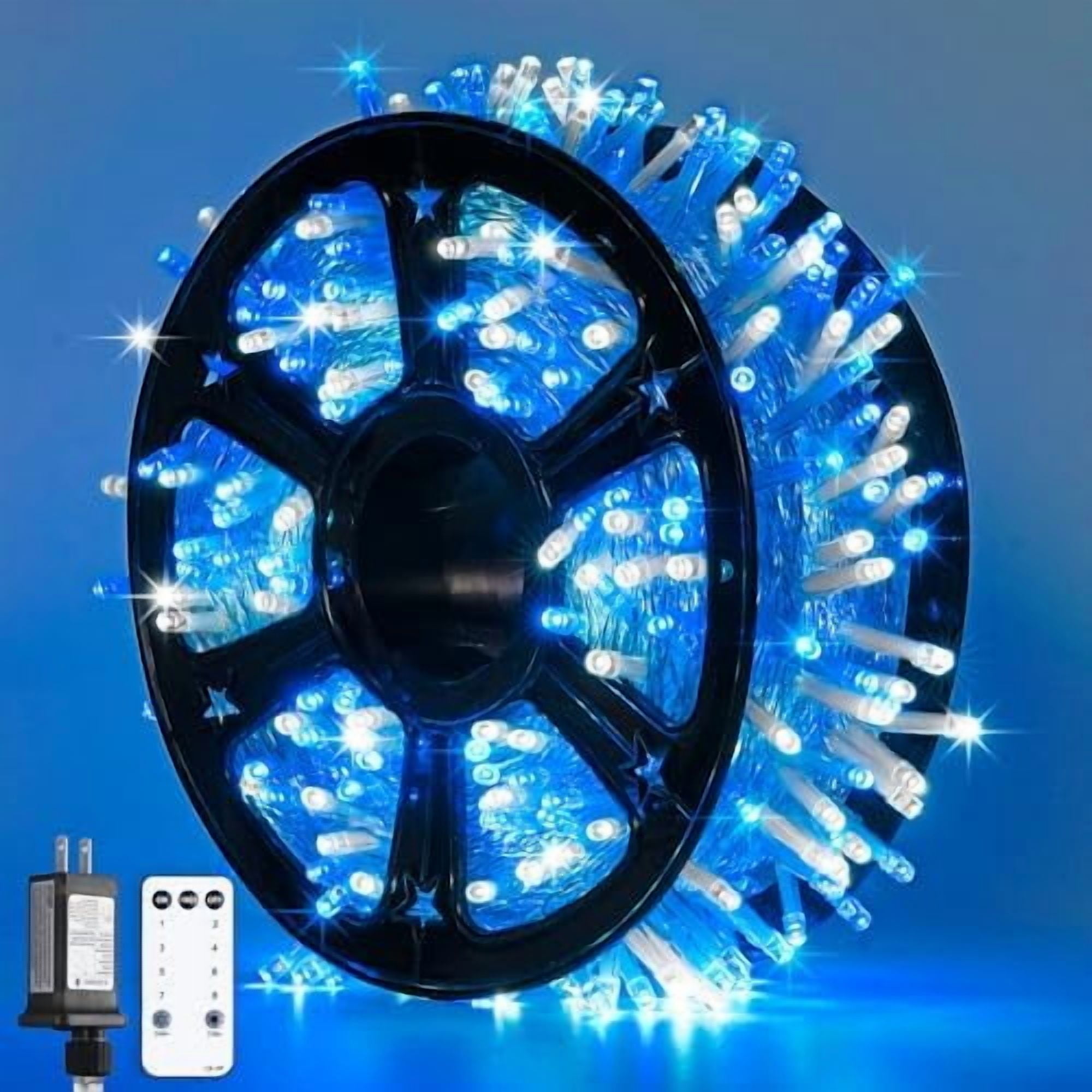 Blue and White Christmas Lights Outdoor with Remote, 168ft 600 LED ...