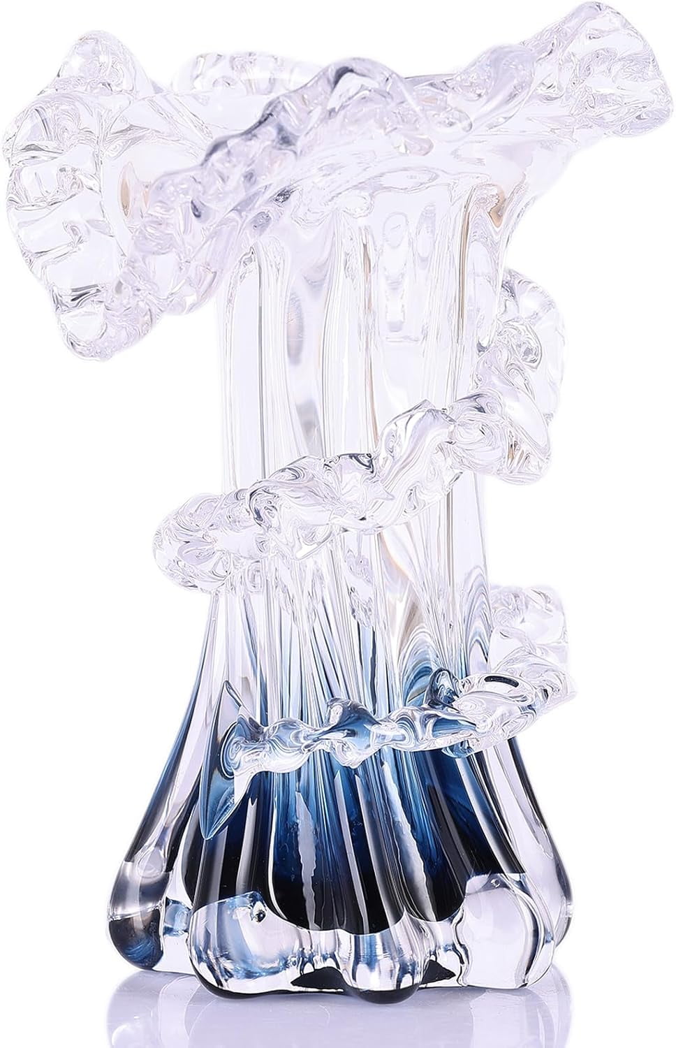 Blue White Clear Wave Vases Gradient, Hand Blown Glass Vase Unique Art ...