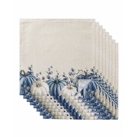 Blue White Cloth Napkins Set of 8 Reusable Dinner Napkins, Fall ...