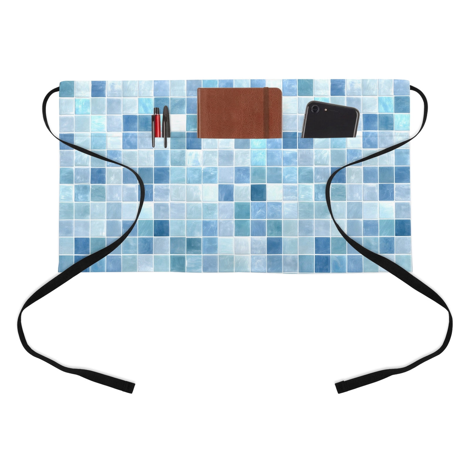 Blue White Color Block Half Waist Apron Summer Watercolor Square Ocean ...