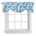 Blue White Color Block Tie Up Valance Curtains Summer Watercolor Square ...