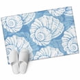 Blue White Conch Coastal Bathroom Rug Washable 2x3 Entryway Rug Non ...