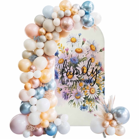 Blue White Daisy Flowers Arch Backdrop Cover 6 FT Family Is Everything ...