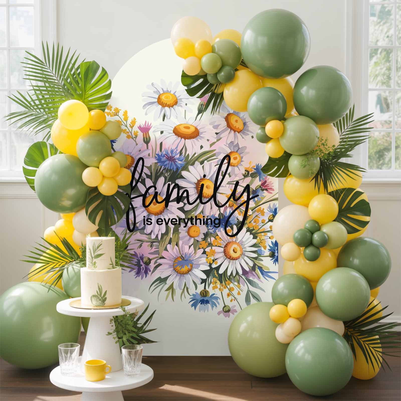 Blue White Daisy Flowers Arch Backdrop Cover, 6FT, Family Is Everything ...