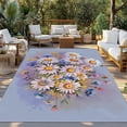 Blue White Daisy Flowers Indoor Outdoor Rugs 5x8 Ft, Spring Plants ...