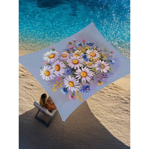 Blue White Daisy Flowers Sun Shade Sail 12' x 16', Spring Plants ...