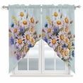 Blue White Daisy Flowers Swag Curtain Valance for Window 2 Panels ...